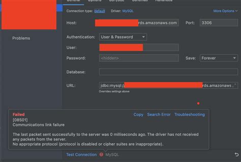 Communications Link Failure SSH Tunnel On Datagrip Database
