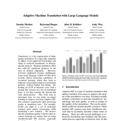 adaptive machine translation with large language models acl anthology