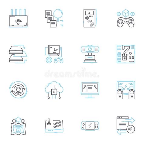 Computer Hardware Linear Icons Set Processor Motherboard RAM