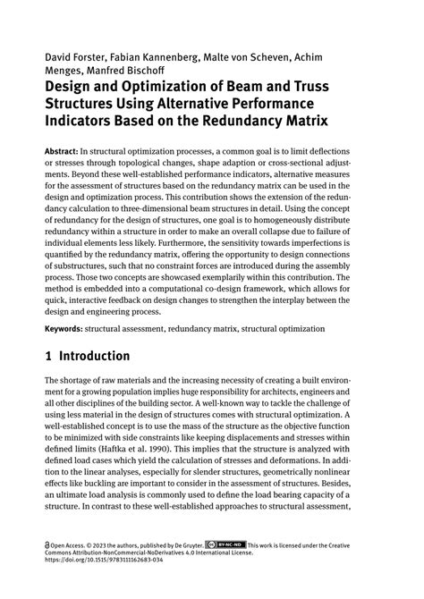 pdf design and optimization of beam and truss structures using alternative performance