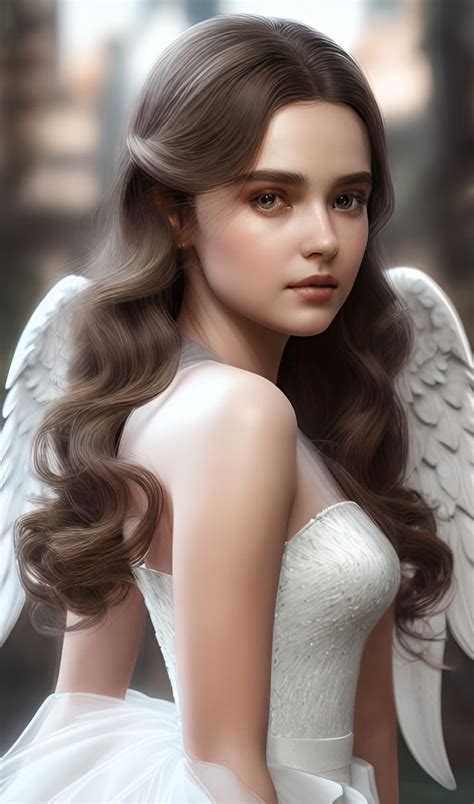 A Girl With Long Hair And Angel Wings