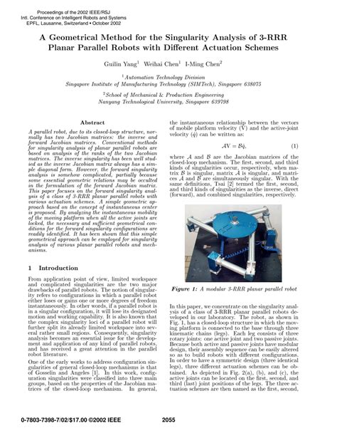pdf a geometrical method for the singularity analysis of 3 rrr planar parallel robots with