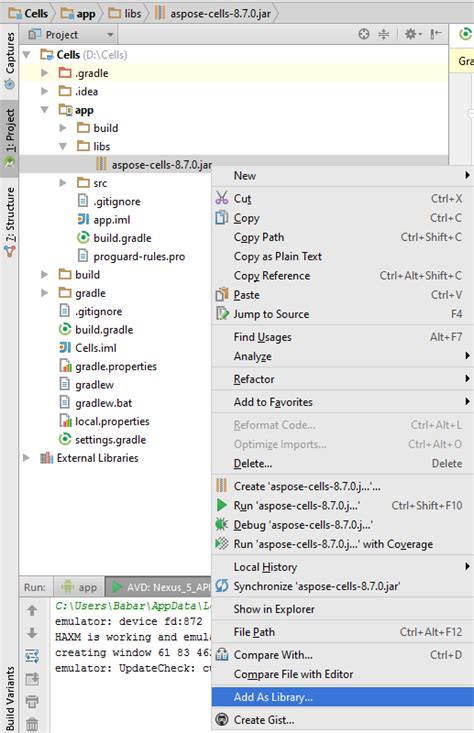 aspose cells for android via java installation documentation