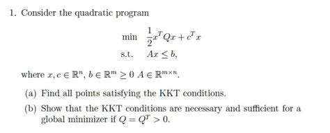 solved consider the quadratic program min ti jqi c s t ax 0