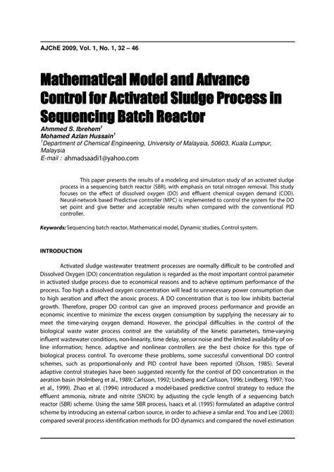 pdf mathematical model and advance control for activated sludge process in sequencing batch