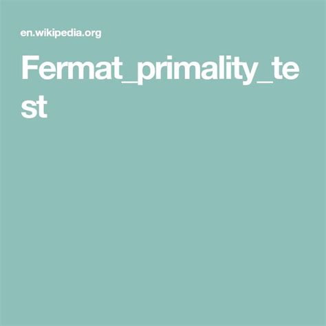 fermat primality test wikipedia