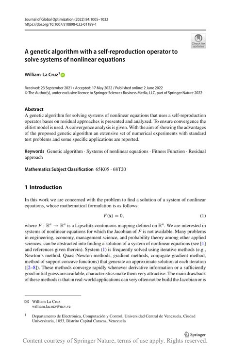 a genetic algorithm with a self reproduction operator to solve systems of nonlinear equations