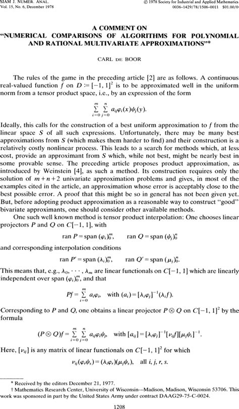 a comment on “numerical comparisons of algorithms for polynomials and rational multivariate
