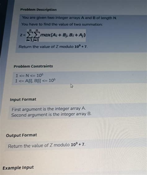 solved problem description you are given two integer arrays