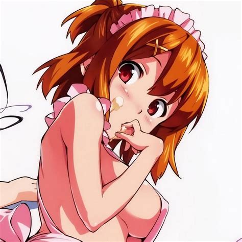 Rule 34 Almost Naked Apron Bangs Bare Shoulders Big Breasts Blush Brown Hair Color Colored