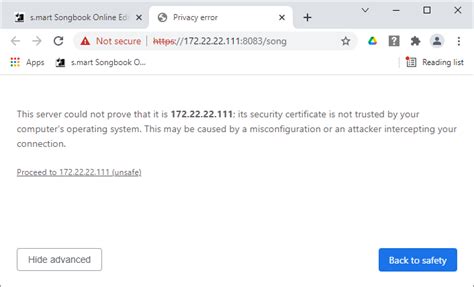 trust smartchords self signed certificate