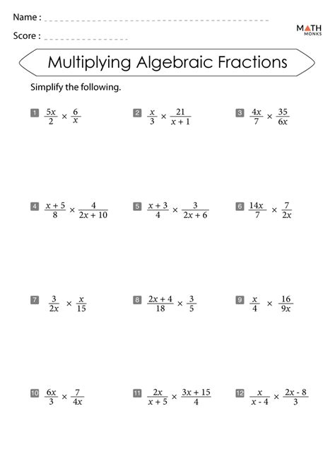 multiplying fractions worksheets with answer key