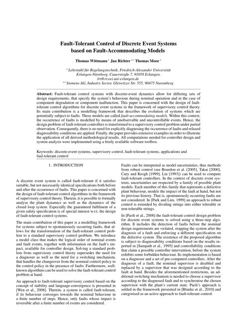 pdf fault tolerant control of discrete event systems based on fault accommodating models