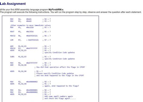 solved lab assignment write your first arm assembly language