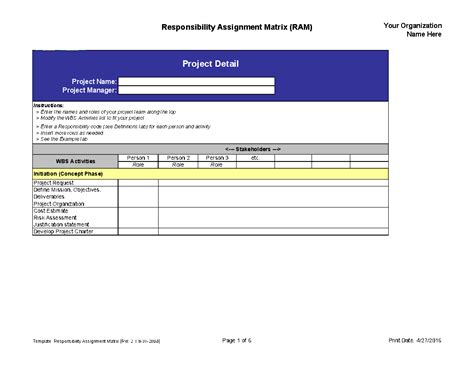 Excel Template Work Breakdown Structure WBS Template Excel Template