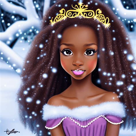 Beautiful Dark Brown Skinned Disney Princess In A Winter Wonderland · Creative Fabrica