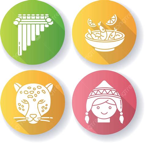 Peruvian Glyph Icons With Andean Cultural Elements Traveling
