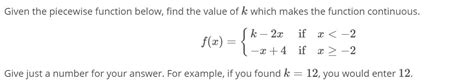 solved given the piecewise function below find the value of