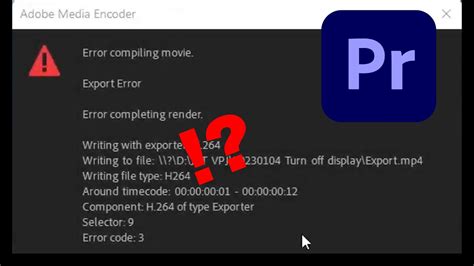 export error error completing render in adobe premiere pro when exporting a video [2024