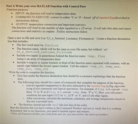 solved part a write your own matlab function with