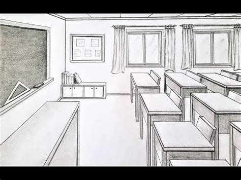 How To Draw A Classroom In One Point Perspective One Point