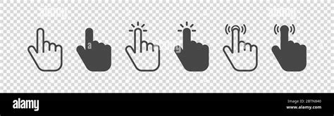 Click Icon Set Clicking Hand Symbol Finger Cursor Vector