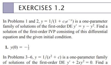 solved in problems 1 and 2 y 1 1 c1e−x is a one parameter