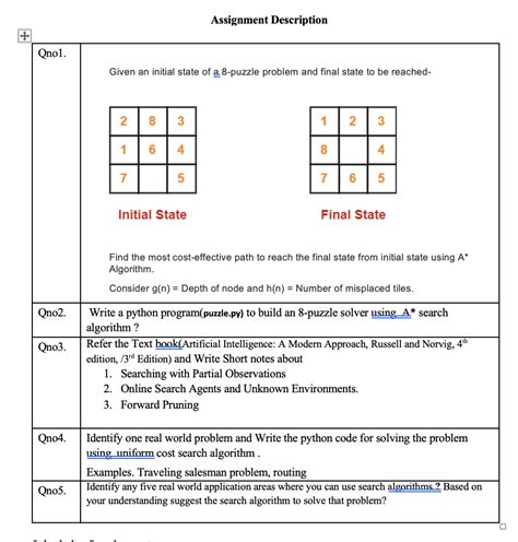 Solved Assignment Description Given An Initial State Of A Chegg