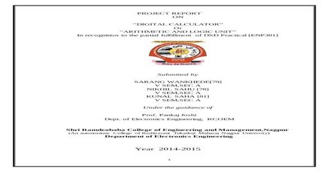 pdf vhdl code and project report of arithmetic and logic unit pdfslide