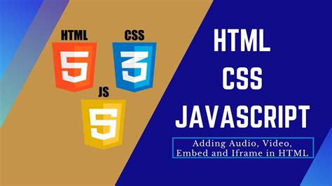 04 learn html css and javascript adding audio video embed and iframe in html youtube