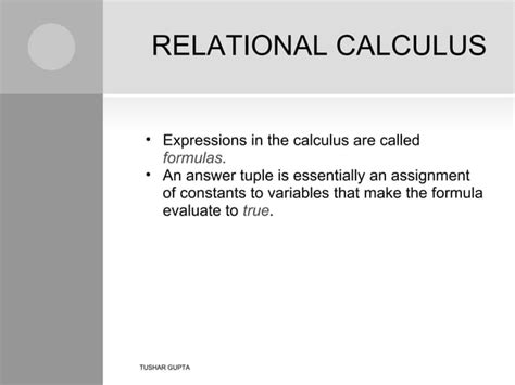 Presentation On Dbms Relational Calculus Ppt