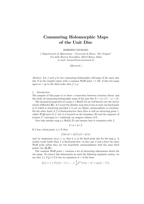 pdf commuting holomorphic maps of the unit disc