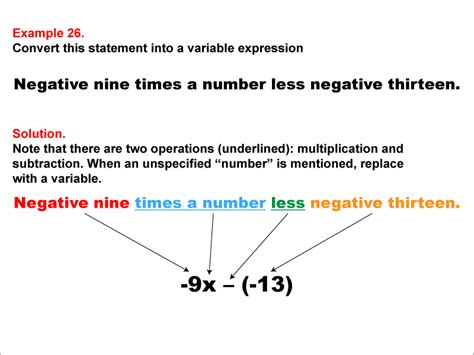 math example language of math variable expressions multiplication and subtraction example 26