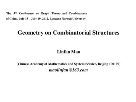 pdf geometry on combinatorial structures linfan mao