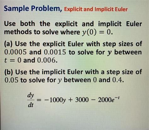 solved sample problem explicit and implicit euler use both