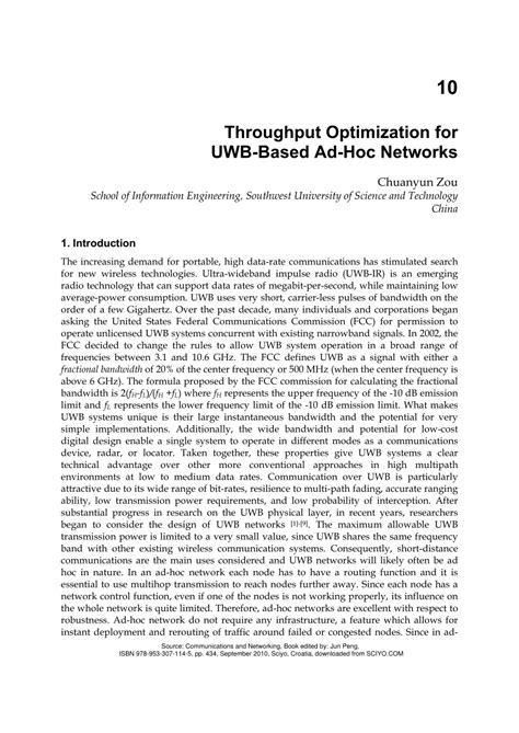 pdf throughput optimization for uwb based ad hoc networks
