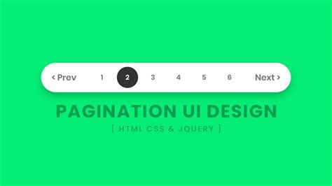 pagination ui design using html css and jquery next prev youtube