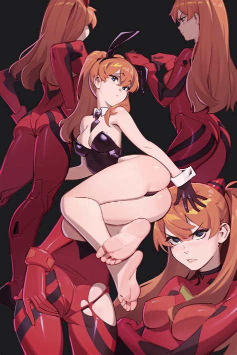 Rule 34 1girls Asuka Langley Sohryu Barefoot Bubble Ass Bubble Butt Bunny Ears Bunnysuit