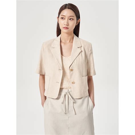 에잇세컨즈 리넨 블렌디드 반팔 숏 재킷 베이지 323411LY3A