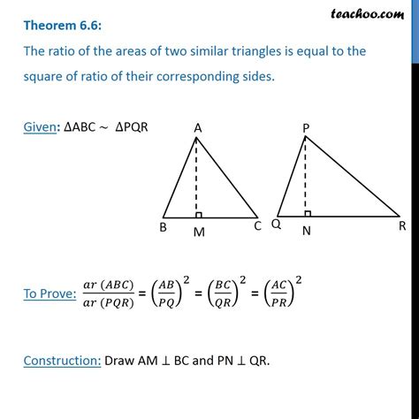 Theorem Class Prove That Ratio Of Areas Of Similar Triangle