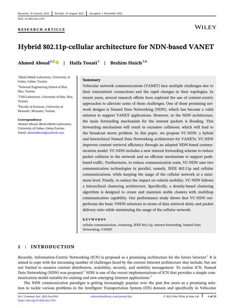 hybrid 802 11p‐cellular architecture for ndn‐based vanet request pdf
