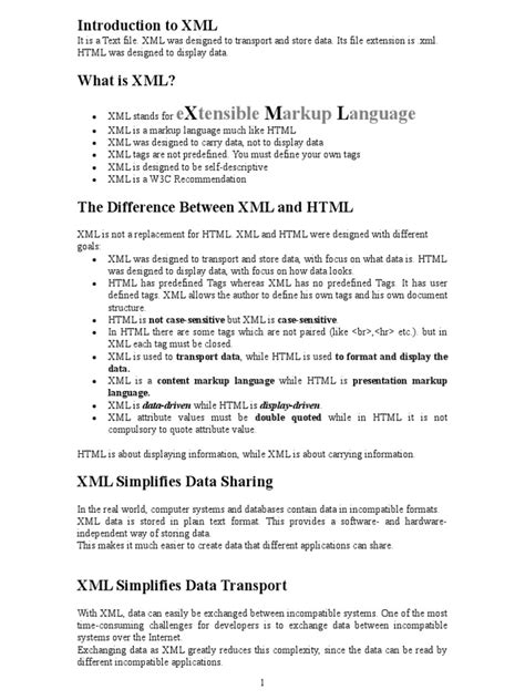 introduction to xml pdf html element html