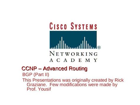 Ppt Ccnp Advanced Routing Ccnp Advanced Routing Bgp Part Ii