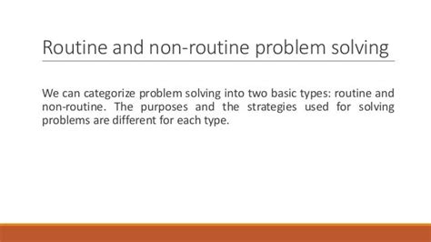 routine and non routine problems