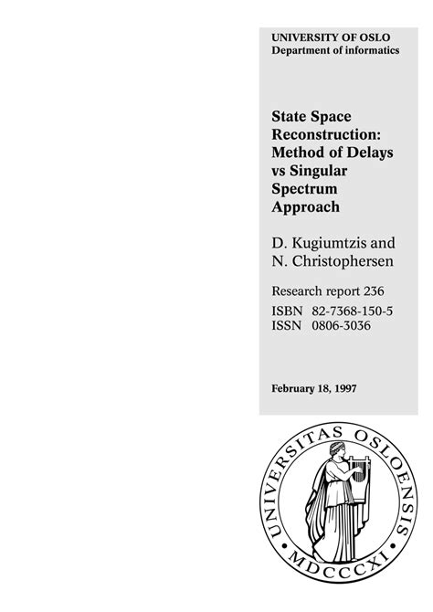 pdf state space reconstruction method of delays vs singular spectrum approach