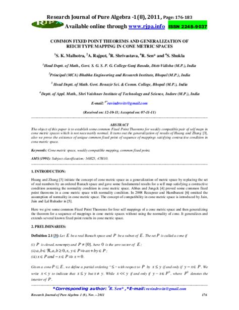 pdf common fixed point theorems and generalization of reich type mapping in cone metric spaces