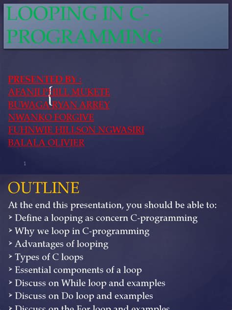 looping in c programming pptx pdf control flow computer programming