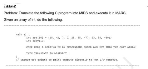 solved task 2 problem translate the following c program
