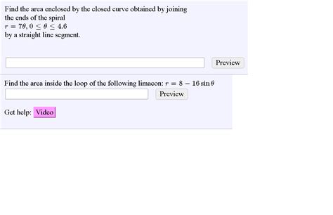 solved find the area enclosed by the closed curve obtained