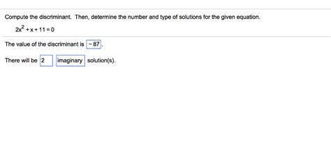 solved compute the discriminant then determine the number